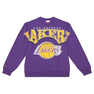 Mitchell & Ness NBA Fashion Fleece Sweatshirt - Los Angeles Lakers, Lila, Gr&ouml;&szlig;e XL, Herren, Frauen, Kinder, Unisex, Fr&uuml;hling, Sommer, Herbst, Winter, 100% Baumwolle