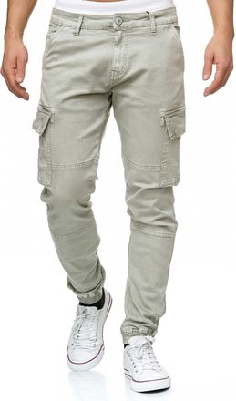 Indicode Herren August Cargohose aus Baumwolle mit 6 Taschen | Cargo Chino Hose f. Männer Lt Grey, 3XL