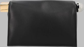 Jacquemus Womens Clutch Bag Rond Carr&eacute; Black Cow Leather