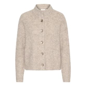 Kaffe Strickjacke mit hohem Kragen und Kn&ouml;pfen - - Knitwear - Damen - Beige - L