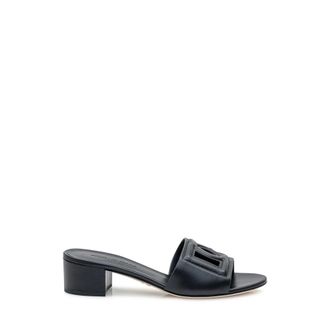 Dolce & Gabbana Femme, Chaussures, Noir, Taille: 36 EU Mules Logo en cuir