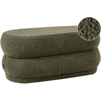 Beliani Banc Rembourré Moderne Tabouret dAppoint Bouclé Vert Ellendale