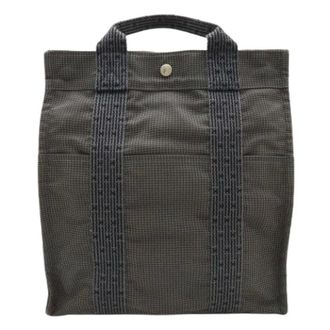 Herm&egrave;s Pre-owned Herline Canvas 2way Backpack - Femme - Pre-owned - Gris - Taille: ONE Size