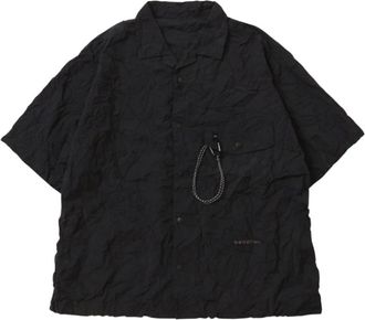 And Wander Homme, Chemises, Noir, Taille: L/Xl Chemise Ouverte Pliss&eacute;e Washer SS