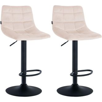Clp Lot de 2 tabourets de bar Jerry velours Beige Noir