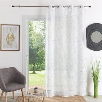 HOME MAISON com Gardine aus Etamin, Bestickt, Blickdicht, Grau, 140 x 240 cm