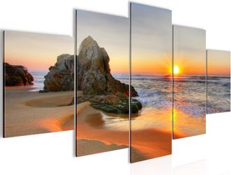 Runa Art Bild Schlafzimmer Wohnzimmer Sonnenaufgang Strand 5 Teilig Dünen Panorama Orange Wandbilder auf Vlies Leinwand 609553a