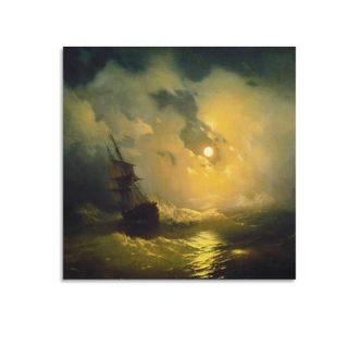 Generic Poster Stormy Sea at Night von Ivan Aivazovsky 1849