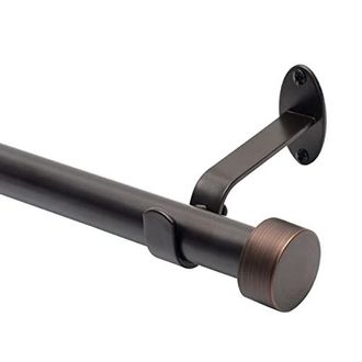 Elrene Serena Gardinenstange f&uuml;r Fenster, 2,5 cm, mit zeitgen&ouml;ssischem Endst&uuml;ck, Metall, Antique Bronze, 28 - 48 Adjustable Rod