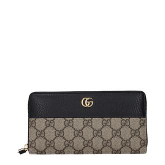 Gucci Femmes Portefeuille Tissu Beige/Noir