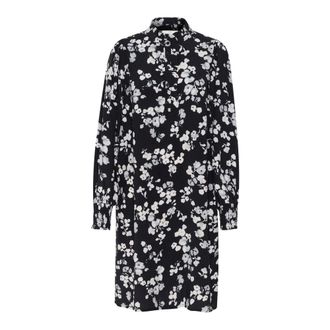 Kaffe Marine Flower Kurzes Kleid mit Hemdkragen - - Dresses - Damen - Mehrfarbig - M