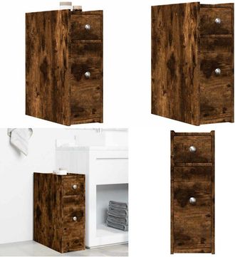 vidaXL Badschrank Schmal mit Rollen Räuchereiche Holzwerkstoff - Vidaxl