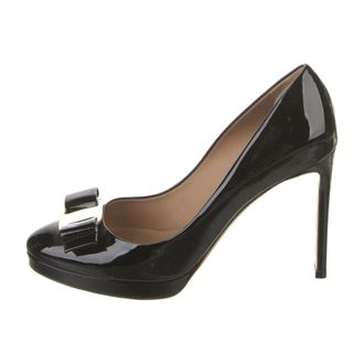 Ferragamo Escarpins en cuir verni avec - Femme - Chaussures - Noir - Taille: 35 1/2 EU