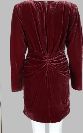 Rotate Silk-Blend Velvet Mini Dress - Bordeaux