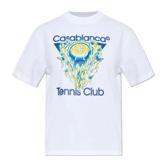 Casablanca Femme, Tops, Blanc, Taille: 40 FR Tennis Club Icon Short Sleeve T-Shirt