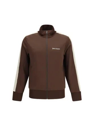 Palm Angels Mens Track Jacket Brown-Off-White Polyester Sweatshirts Brown/off-white Sweater