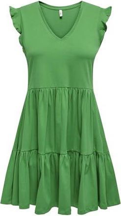 Only Onlmay Cap Sleev Fril Dress JRS Noos Robe en Jersey, Green Bee, L Femme
