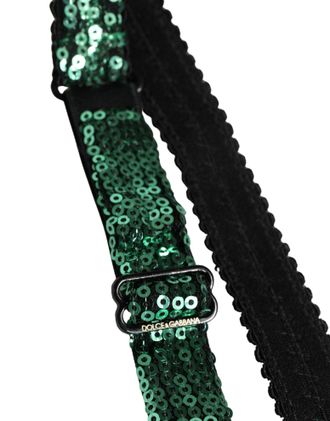 Dolce & Gabbana Womens Green Sequined Nyon Balconnet Bra Underwear Nylon Clothing