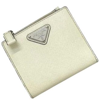 Prada Portefeuille pliant vintage Saffiano Pre-owned - Femme - Pre-owned - Beige - Taille: ONE Size