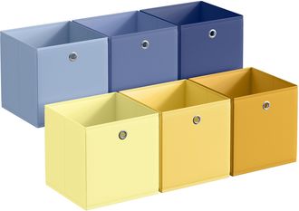 Songmics Aufbewahrungsbox, 6er Set, Ordnungsboxen, geruchsneutral, Faltbox, 33 x 33 x 33 cm, Stoffbox, f&uuml;r W&uuml;rfelregal, Organizer bunt, Aufbewahrungskorb, f&uuml;r 