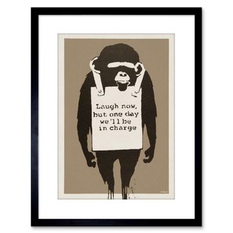 Wee Blue Coo Banksy Laugh Now Graffiti Street Art 9x7 Framed Art Print F97x13817