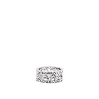 Marc Jacobs Silberner Monogram Pave Kristallring - - Accessories - Damen - Grau - M