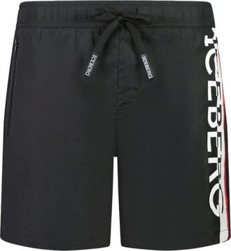 Iceberg Homme, Maillots de bain, Noir, Taille: S Short de bain noir avec branding vertical