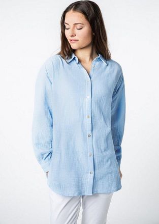 Sublevel Langarmbluse Damen Musselinbluse langarm mit Kentkragen Oversizebluse aus Baumwolle