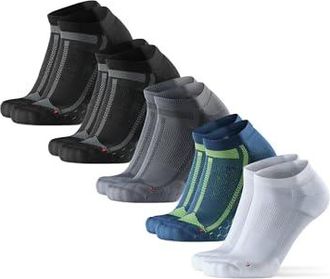 Danish Endurance Chaussettes Courtes de Running Longue Distance, Respirantes & Anti-Ampoules, Homme Femme, 5 Paires, Multicouleurs (2x Noir, 1x Bleu/Jaune, 1x Gris, 1x