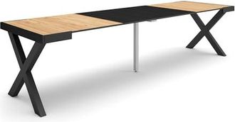 Skraut Home | Ausziehbarertisch | Multifunktionaler ausziehbarer | 300 | F&uuml;r 14 G&auml;ste | Massivholz Beine | Moderner Stil | Eiche Schwarz