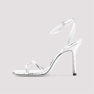 Jimmy Choo London Sandalen - Metallic Finish Sandals With Stiletto Heel - Gr. 37,5 (EU) - in Rot - f&uuml;r Damen