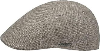 Stetson Casquette Texas Taleco Homme - Made in The EU Laine Gavroche en Lin avec visière, Doublure, Doublure Printemps-été - L (58-59 cm) Beige-moucheté
