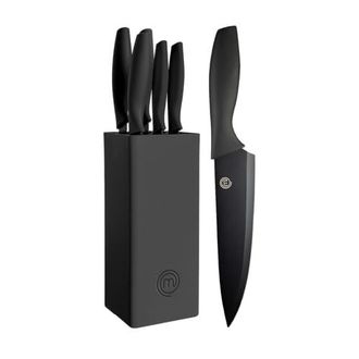 Masterchef Messerblock mit Messer, Messerset mit Block, Scharfe Messer Set mit Küchenmesser, Kochmesser, Brotmesser, Schälmesser & Allzweckmesser, Edelstahlkling
