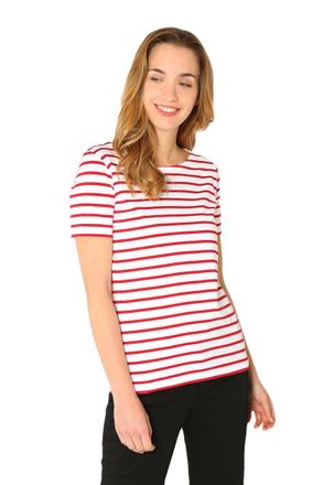 Armor Lux Damen Marinière hoëdic Héritage Femme T-Shirt, Mehrfarbig (320 Blanc/Braise 320), 44 (Herstellergröße: 5)