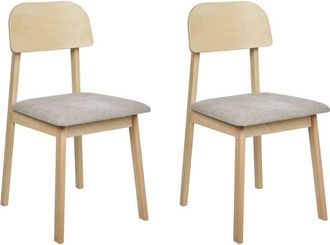 Beliani Lot de 2 Chaises de Salle &agrave; Manger en Tissu Structure en Bois Clair Assise Taupe Scandia