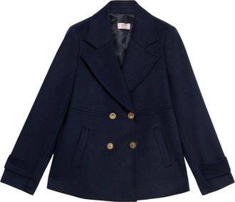 Oltre Femme, Manteaux, Bleu, Taille: 48 FR Manteau crois&eacute; en drap