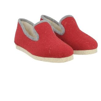 Exquise Chaussons/Charentaises chaudes et confortables unies en mati&egrave;re recycl&eacute;e et semelle feutre pour Femme | XALI (Rouge, Syst&egrave;me Taille Chaussures EU, Adu