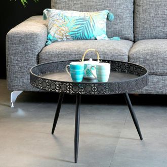 Pier Import Pier Import - Table basse métal noir motifs ajourés grand modèle