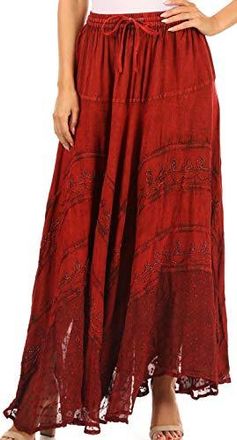 Sakkas 13222 Ivy Maiden Boho Jupe - Burgandy - OS