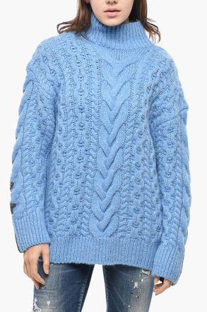 Stella McCartney Zweifarbiger Zopfstrick-Oversized-Pullover Stella McCartney
