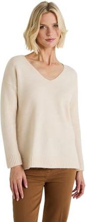 Grain de Malice Pull col V Femme - Blanc cass&eacute; Ecru - Taille L