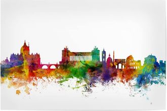 artboxONE Poster 75x50 cm Rom St&auml;dte Rome Watercolor hochwertiger Design Kunstdruck - Bild Rom Bellisimo Cita