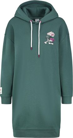 Sublevel Damen Kapuzen-Sweatkleid Longshirt mit R&uuml;ckenmotiv Oversize LSL-524 Dark Green M