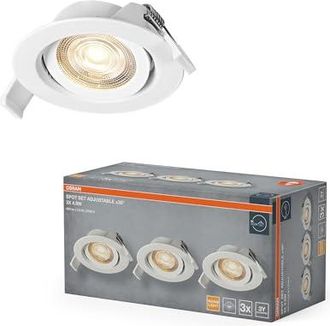 Osram Spot Set LED Einbaustrahler, 4,9W, 2700K, Deckenspot 36&deg;, Wei&szlig;, Aluminium/Kunststoff, schwenkbar, 3er-Set