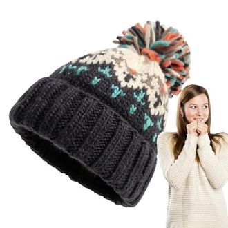 Generic Bonnet dhiver pour - Bonnet tricot&eacute; Vif, Bonnet Confortable pour Temps Froid, Couvre-Chef isol&eacute; | Chapeaux de Neige Tendance pour lext&eacute;rieur pour la C