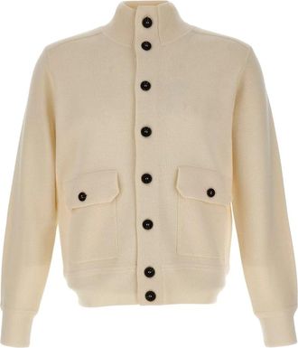 KANGRA Homme, Pulls, Blanc, Taille: L Cardigan &agrave; col montant