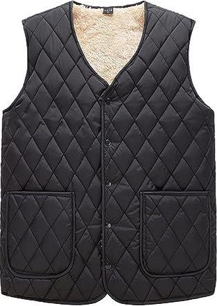 Minetom Veste sans Manches Homme en Hiver Gilet Doublure Polaire Padded Bodywarmer De Sport Doudoune Légère Manteau Epais Gilet De Plein Air avec Poches G Noi