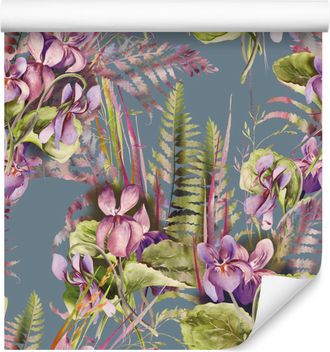 OEM Carta Da Parati Con Fiori E Foglie Di Prato Per Soggiorno E Camera Da Letto, 50x1000 Cm