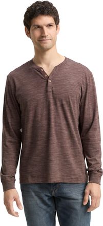 Tom Tailor Herren 1048609 Serafino Langarmshirt, 39227-Bag Brown Inejcted, M