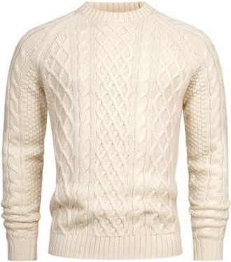 Kronstadt KSWard Crew Neck Knit Pull classique en laine avec col rond pour homme, Blanc cassé, XXL